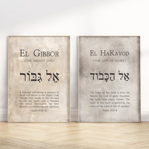 12 Hebrew Names of God Bible Verse Printable Wall Art Gallery Set ...