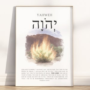 Hebrew Name of God Jehovah Yahweh YHWH Illustration Wall Art Printable ...