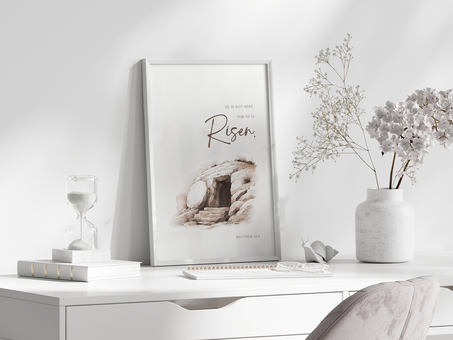 Jesus Empty Tomb Bible Verse Wall Art Printable, Christian Religious He ...