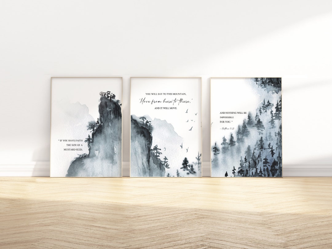 Faith Can Move Mountains Bible Verse Wall Art Printable Set of 3 ...