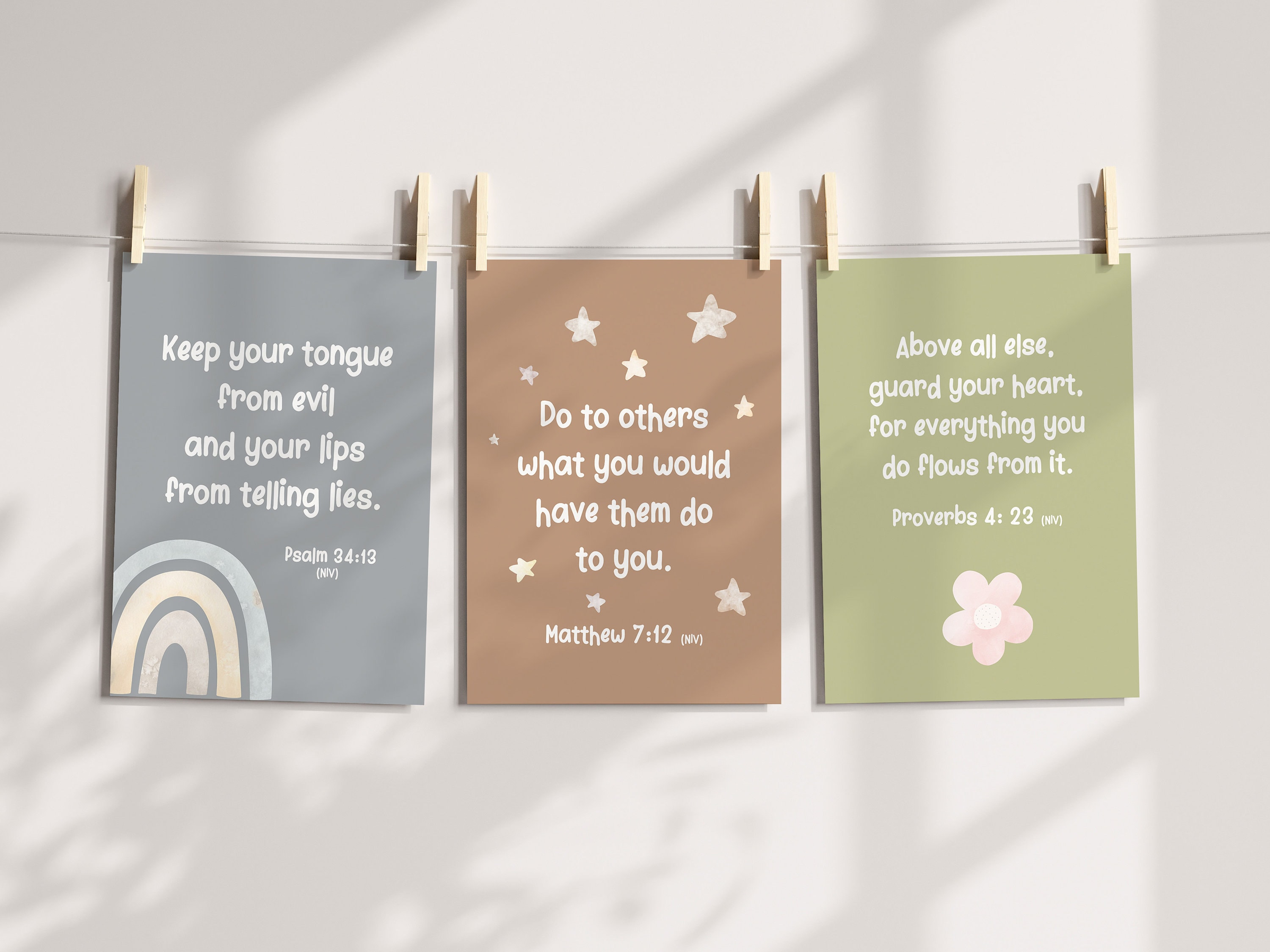 Kids Bible Verse Cards on Biblical Behaviors, Christian Children ...