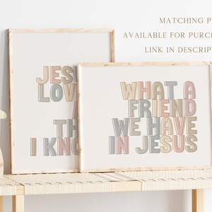 Jesus Loves Me This I Know Printable Wall Art, Boho Christian Nursery ...