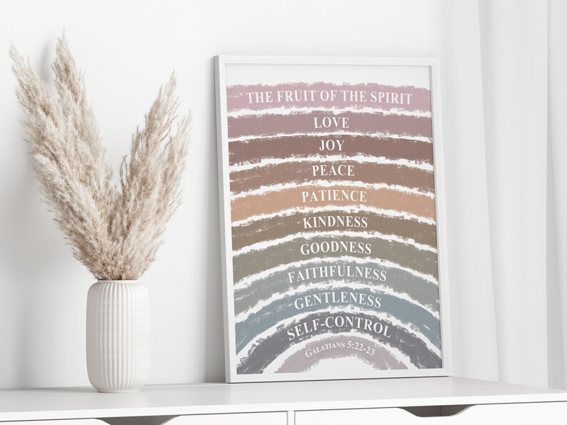 Fruit of the Spirit Kids Boho Rainbow Bible Verse Wall Art - Etsy