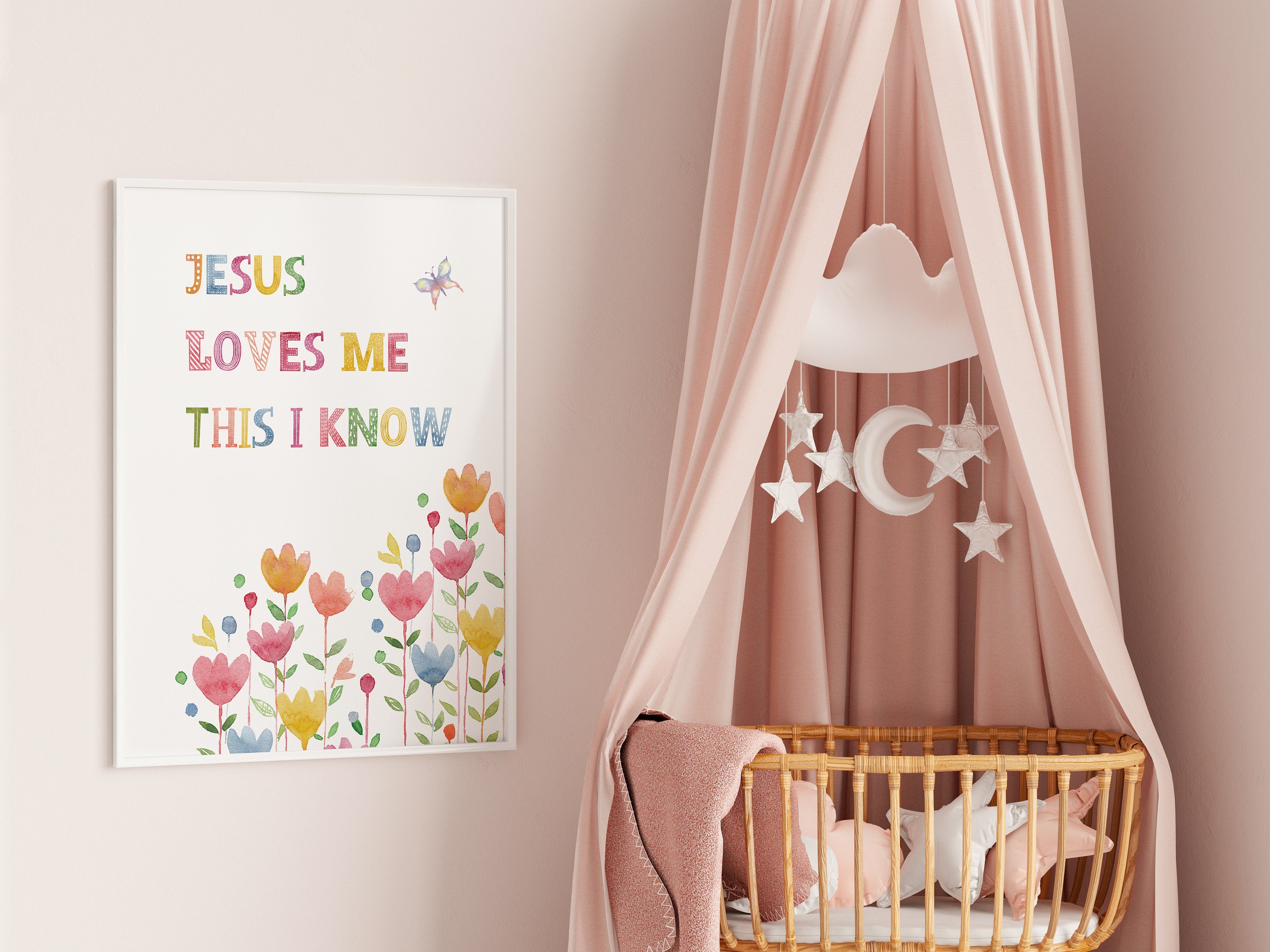 Jesus Loves Me This I Know Printable Wall Art, Christian Nursery Hymn ...
