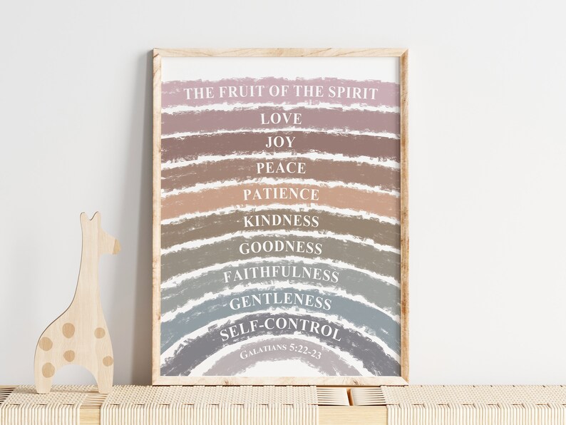 Fruit of the Spirit Kids Boho Rainbow Bible Verse Wall Art - Etsy