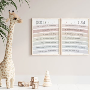 Who God is & Who I Am Christian Kids Affirmation Printable Wall Art ...