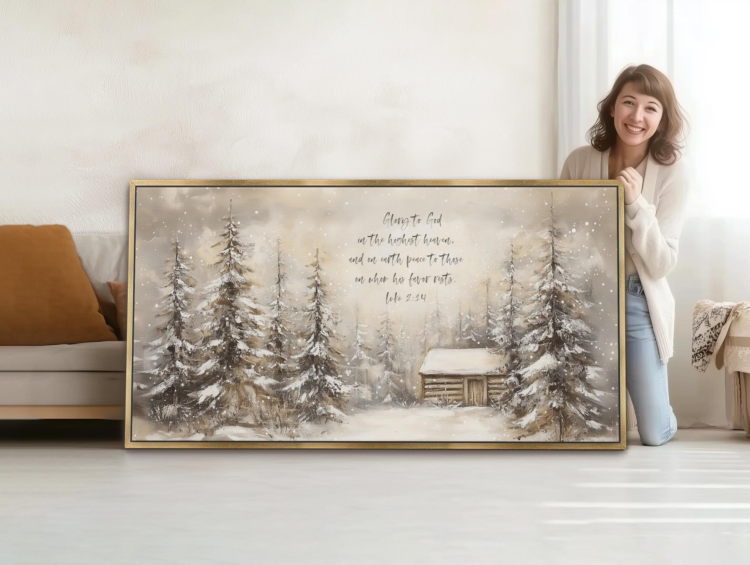 Christmas Panoramic Bible Verse Wall Art Printable, Luke 2:14 Christian ...