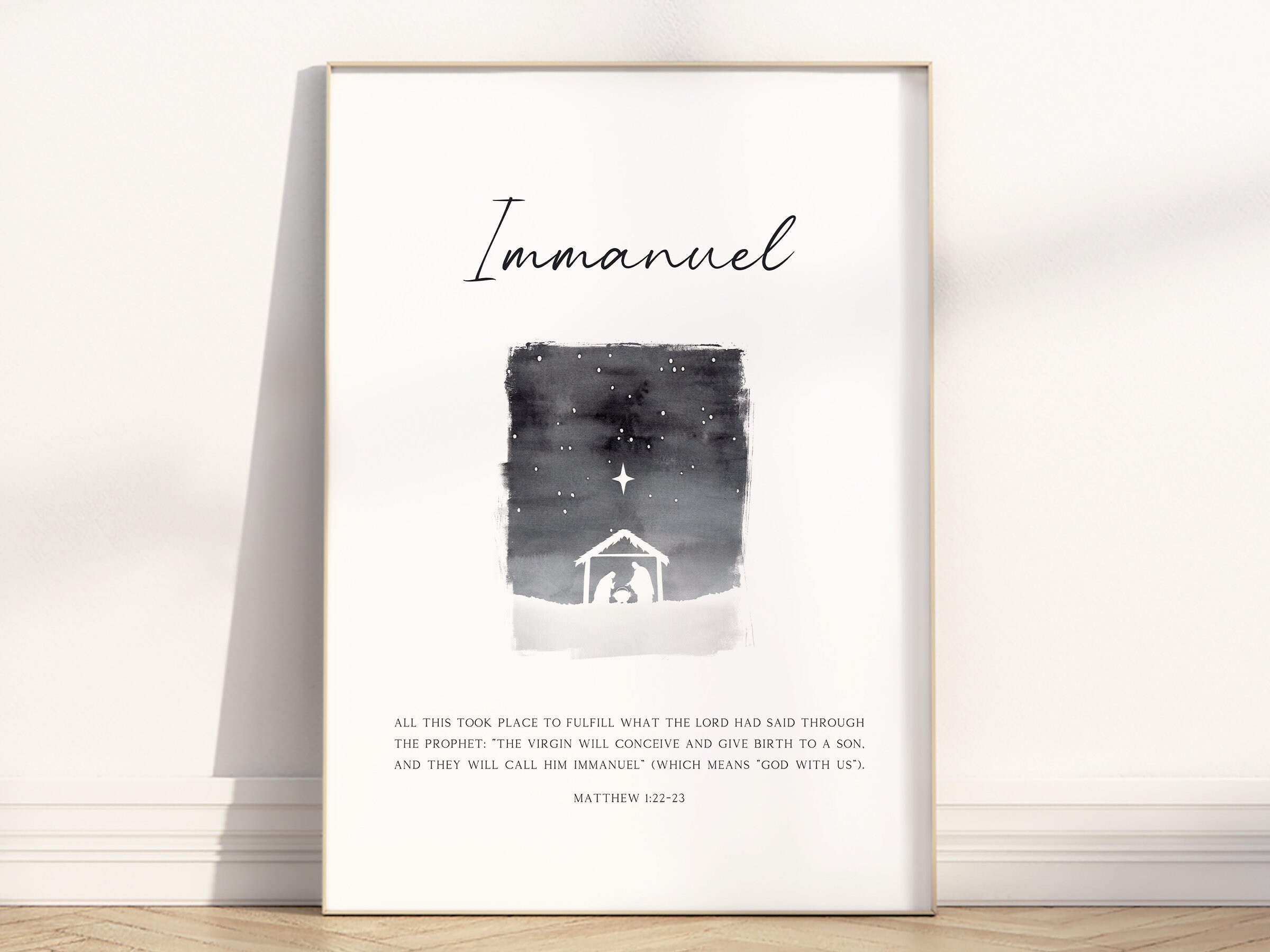 Immanuel Nativity Scene Bible Verse Wall Art Printable Set of - Etsy