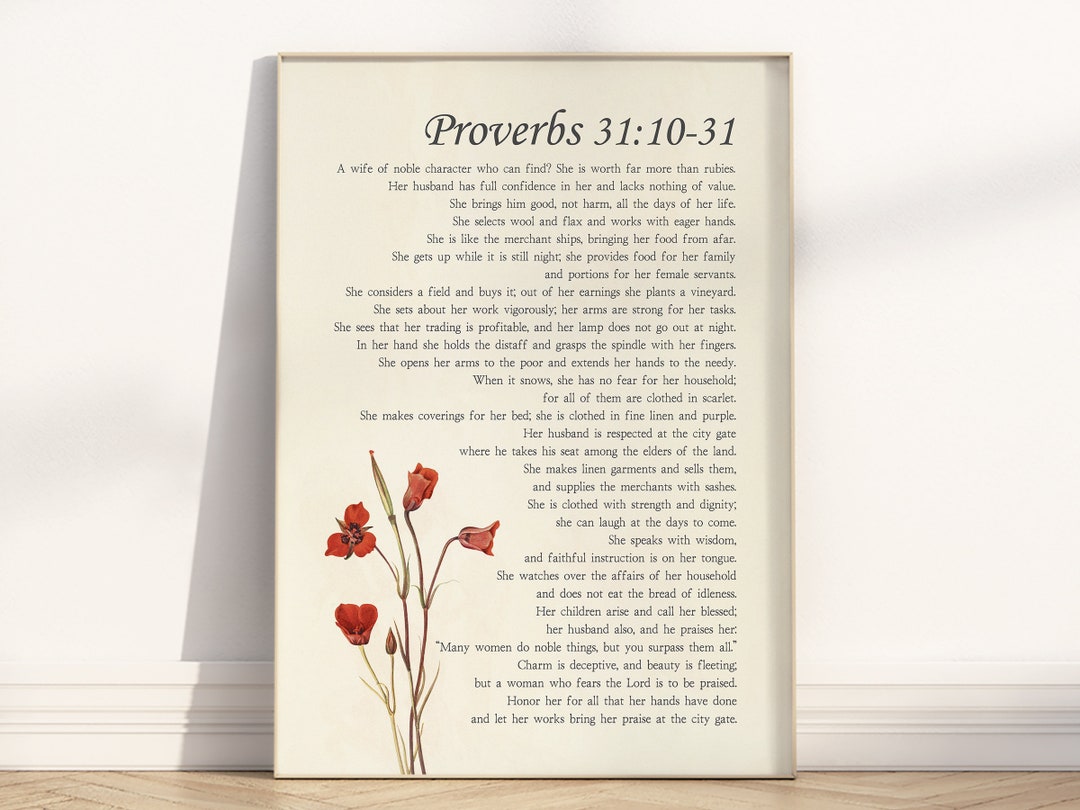 Proverbs 31 Virtuous Woman Chrisitan Bible Verse Wall Art Printable ...