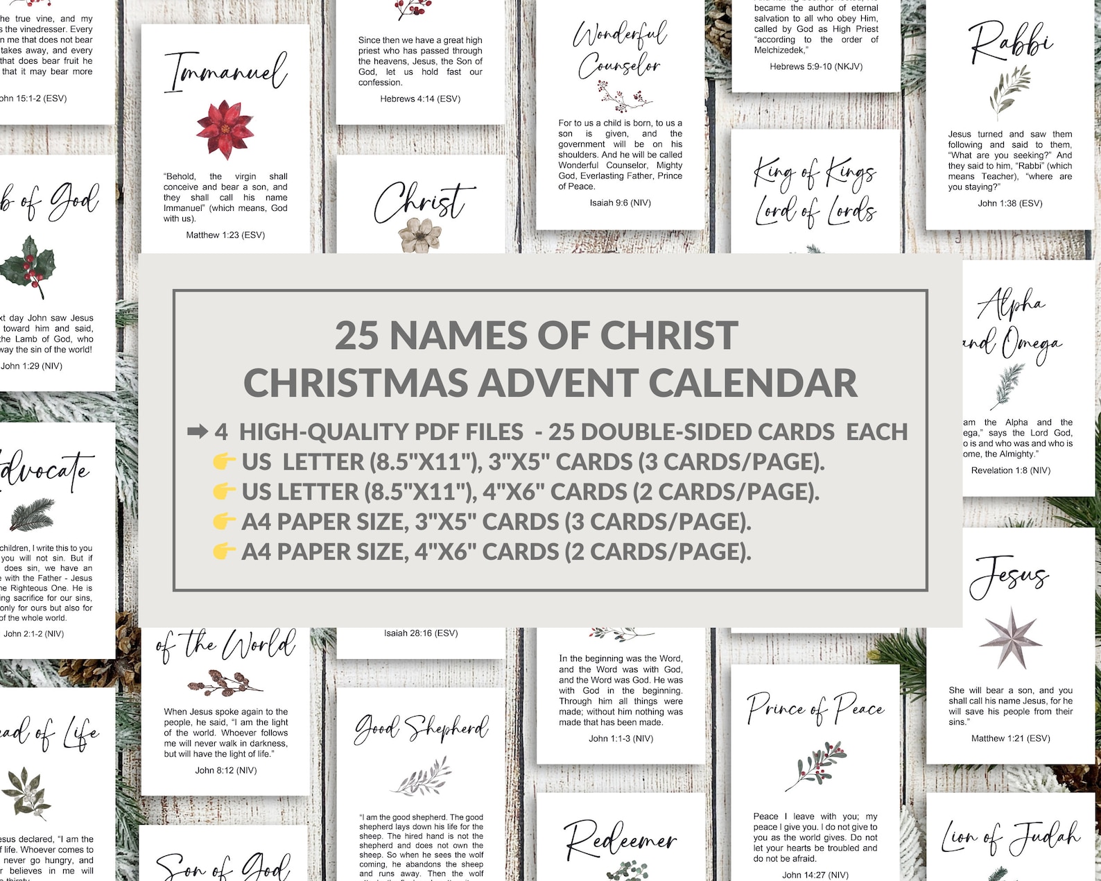 25 Names of God Christmas Advent Calendar Printable Scripture Card ...