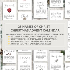 25 Names of God Christmas Advent Calendar Printable Scripture Card ...