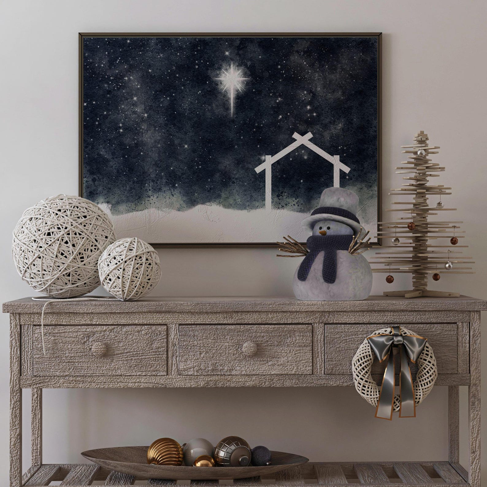 Star of Bethlehem Jesus Stable Christian Printable Wall Art, Modern ...