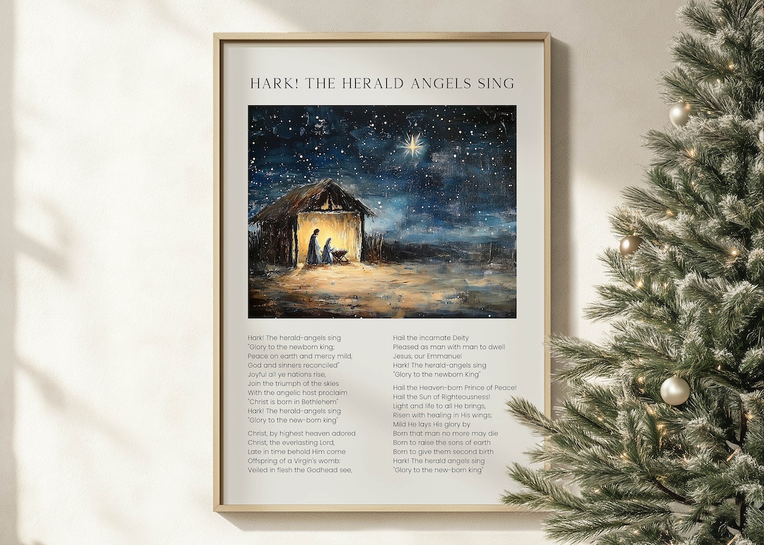 Hark the Herald Angels Sing Christmas Hymn Printable Wall Art ...