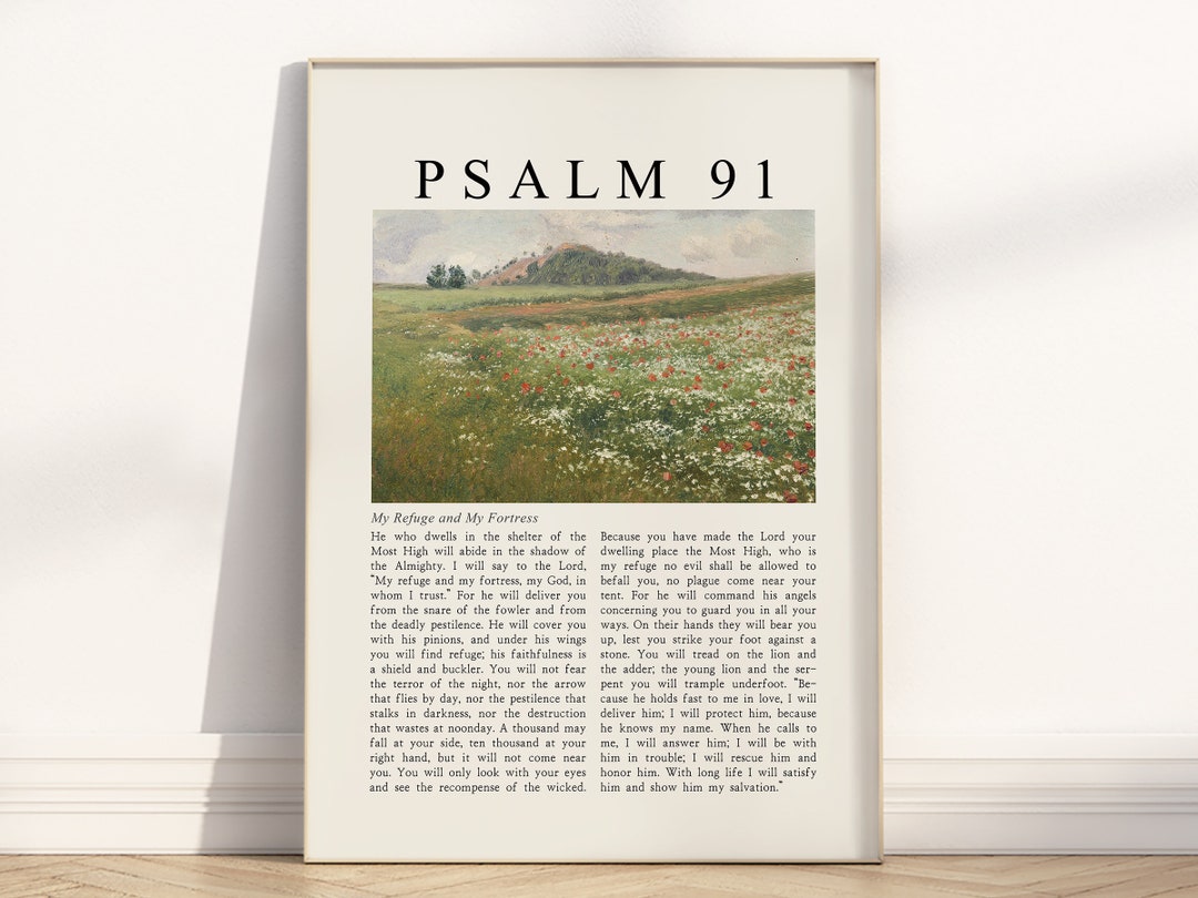 Psalm 91 My Refuge and My Fortress Bible Verse Printable Wall Art ...