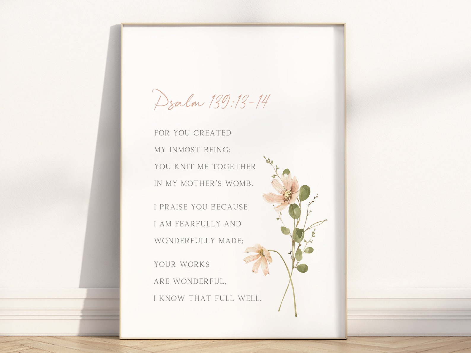 Psalm 139:13-14 I Am Fearfully and Wonderfully Made Bible Verse Printable Wall Art, Christian ...