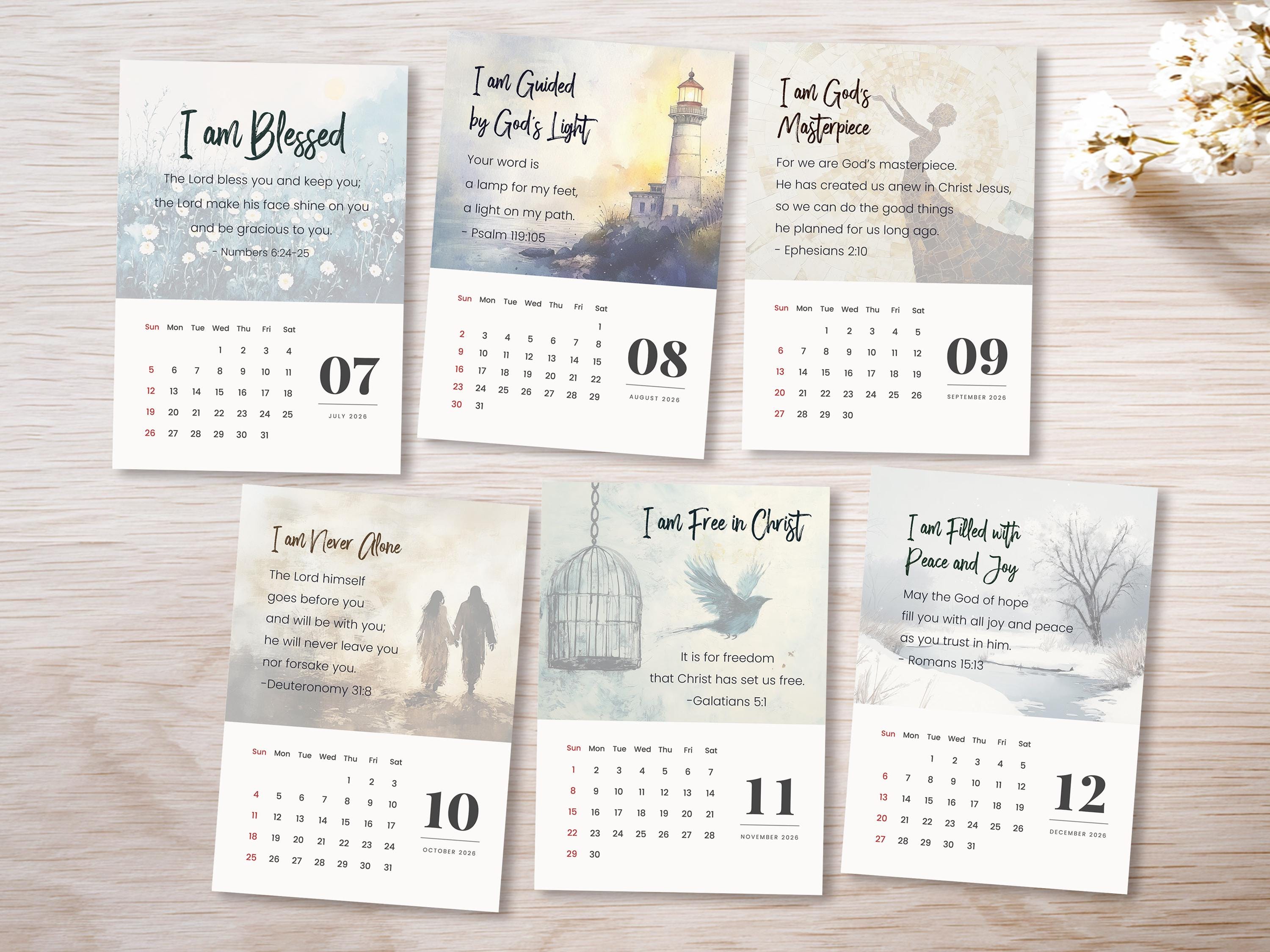 2026 Christian Desk Calendar Printable: Identity in Christ Affirmation ...