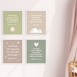 Kids Bible Verse Printable Wall Art, Neutral Color Christian Classroom ...
