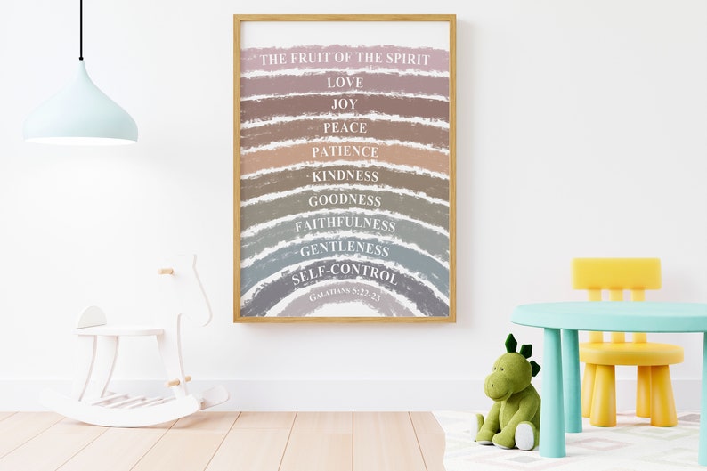 Fruit of the Spirit Kids Boho Rainbow Bible Verse Wall Art - Etsy
