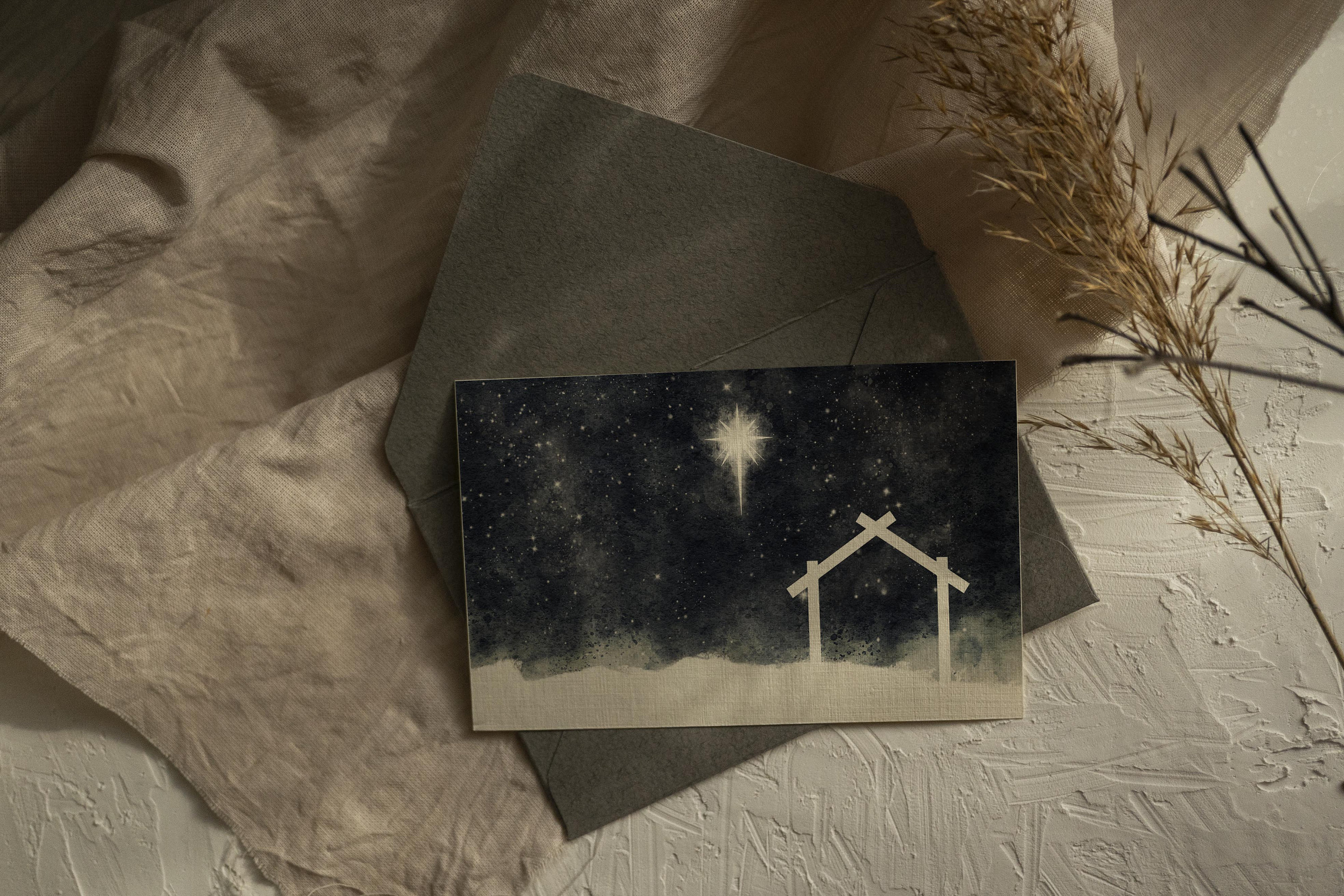 Star of Bethlehem Jesus Stable Christian Printable Wall Art, Modern ...