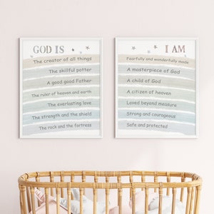 Who God is & Who I Am Christian Kids Affirmation Printable Wall Art ...