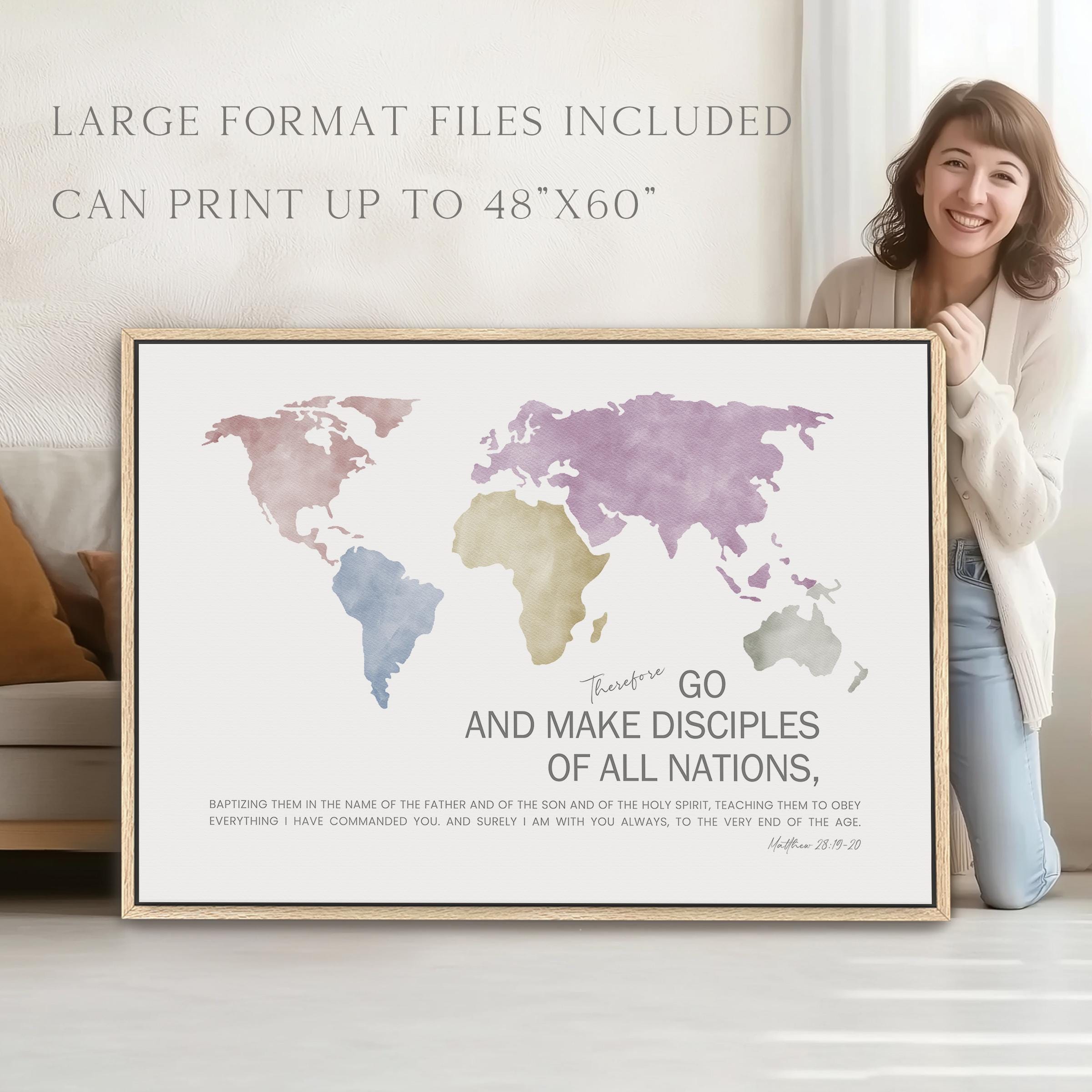 The Great Commission Bible Verse Printable Wall Art, Matthew 28:19-20 ...