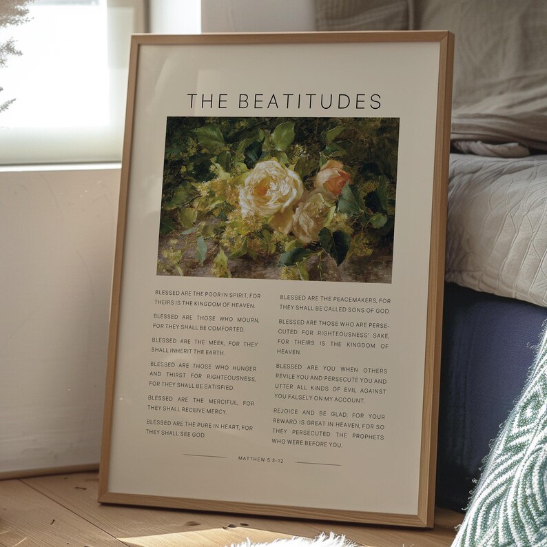 The Beatitudes Bible Verse Wall Art Printable, Sermon on the Mount ...