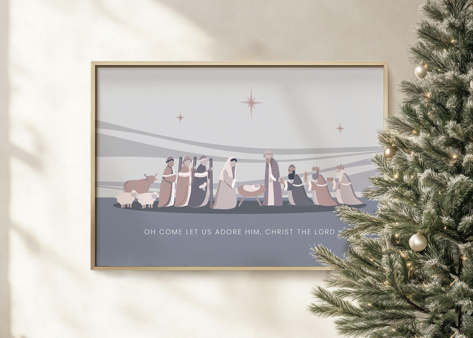 Nativity Scene Christmas Bible Verse Wall Art Printable - Modern Boho ...