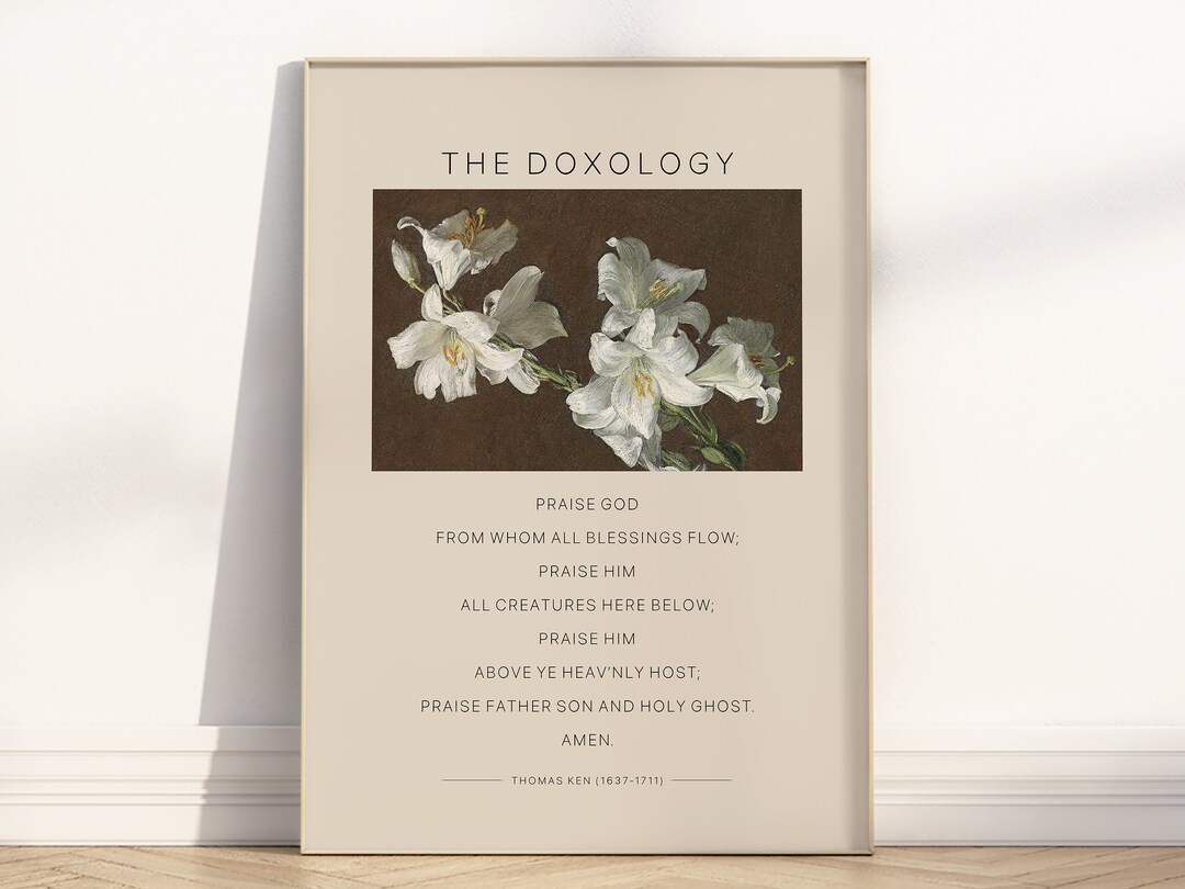 The Doxology Wall Art Printable, Christian Doctrine Hymn Vintage Floral ...