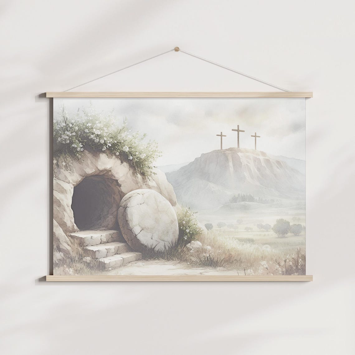 Jesus Empty Tomb Bible Verse Wall Art Printable, Christian Religious He ...