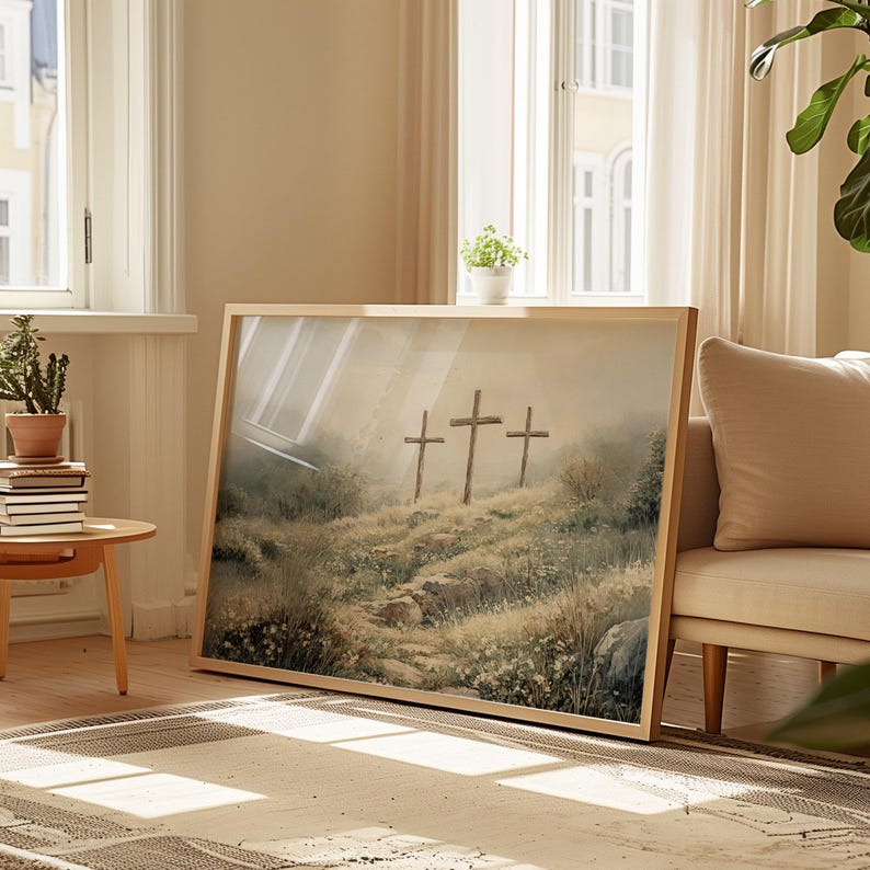 Jesus Crucifixion & Resurrection Christian Easter Printable Wall Art, 3 ...