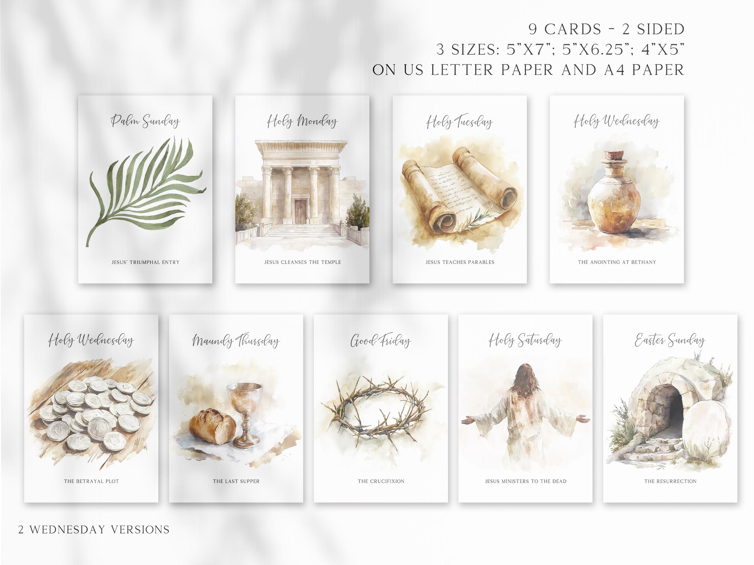 Christian Holy Week Easter Story Cards Printable Wall Art, Religious ...