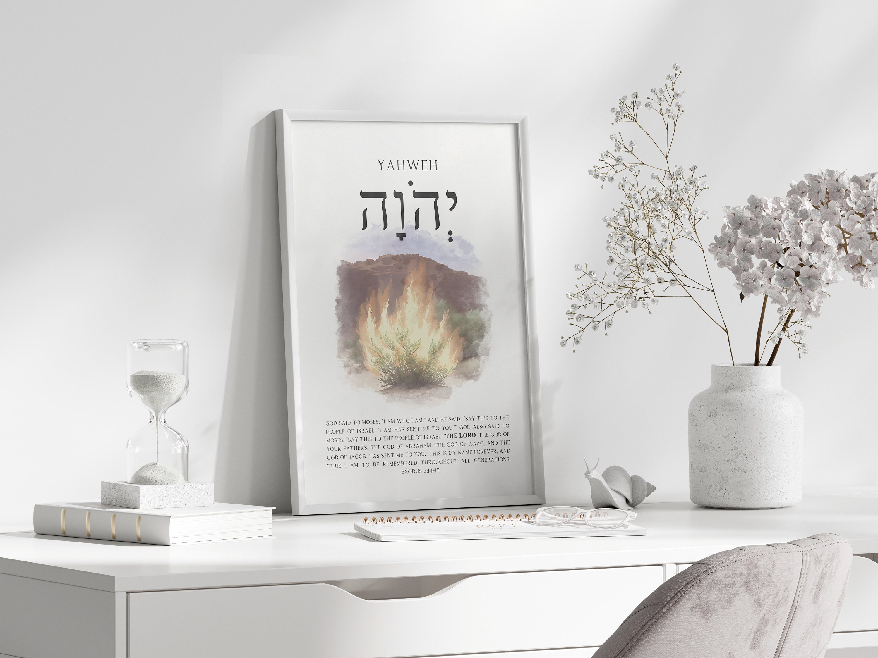 Hebrew Name of God Jehovah Yahweh YHWH Illustration Wall Art Printable ...