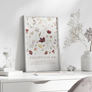 Philippians 4:6-7 Bible Verse Wall Art Printable Set of 2, Christian ...