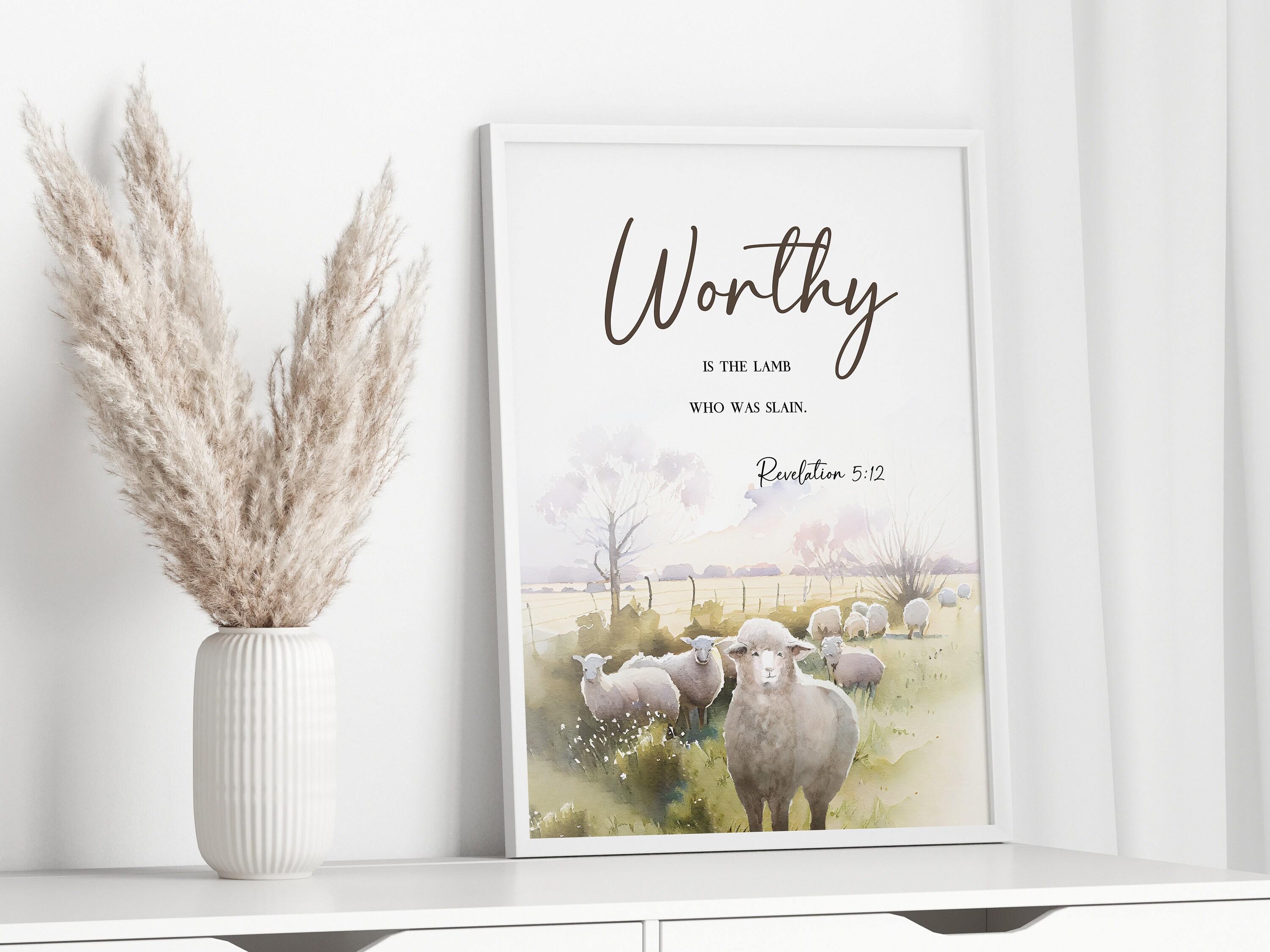 Worthy is the Lamb Who Was Slain Bible Verse Printable Wall Art, Easter ...