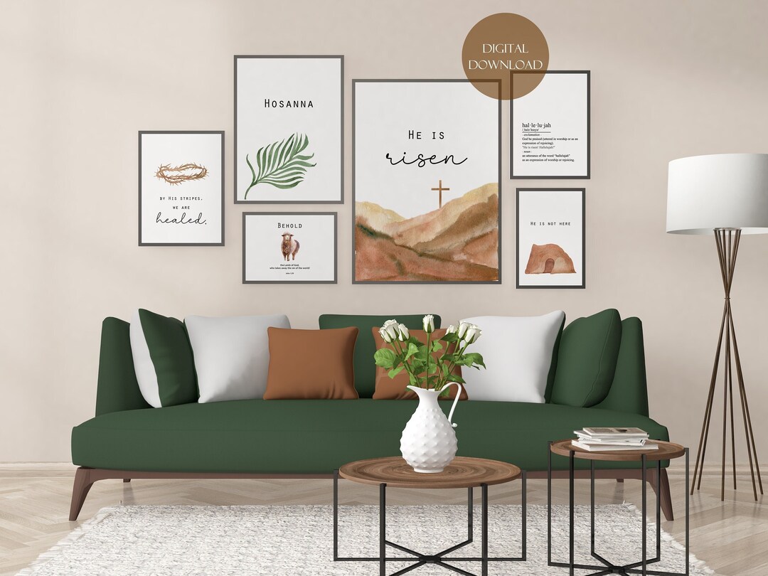 Religious Easter Story Bible Verse Wall Art Printable Set of 6 ...