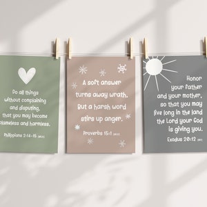 Kids Bible Verse Cards on Biblical Behaviors, Christian Children ...