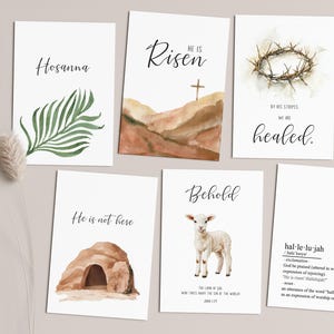 Religious Easter Story Set of 6 Bible Verse Wall Art Printable Gallery ...