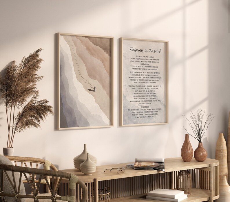 Footprints in the Sand Poem Printable Wall Art Modern - Etsy