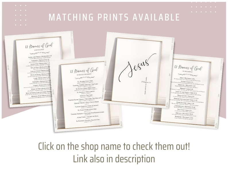 12 Names of God in New Testament Gospel Bible Verse Printable - Etsy