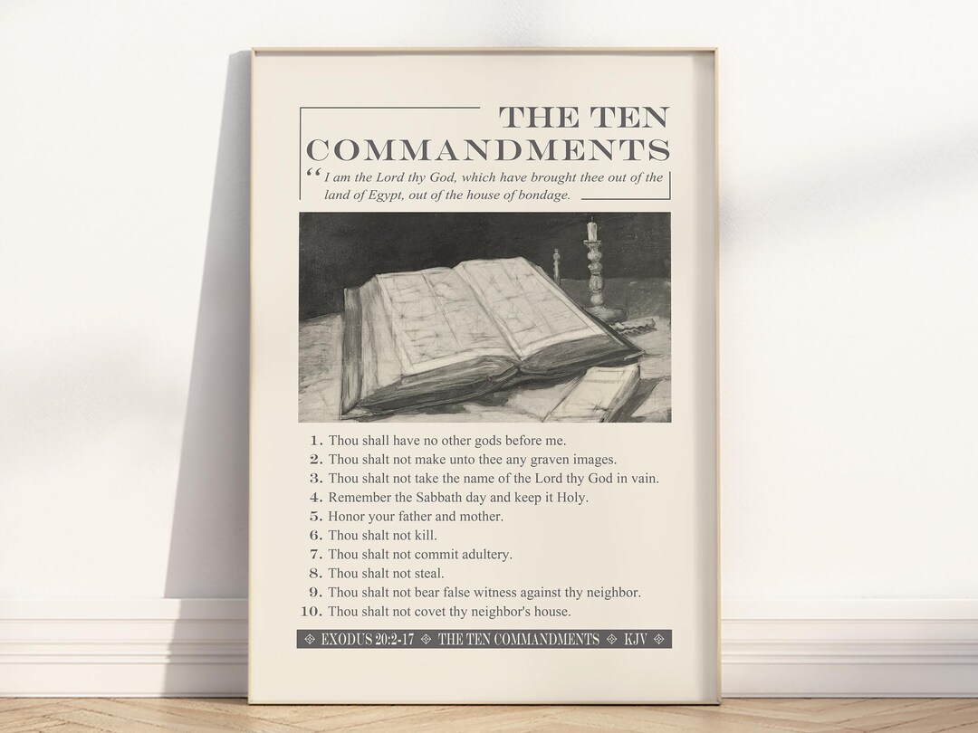 Ten Commandments Bible Verse Wall Art Printable, Exodus 20:2-17 Modern ...