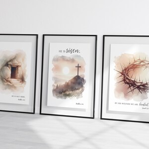 Christian Easter Bible Verse Wall Art Printable Set of 3, Religious ...