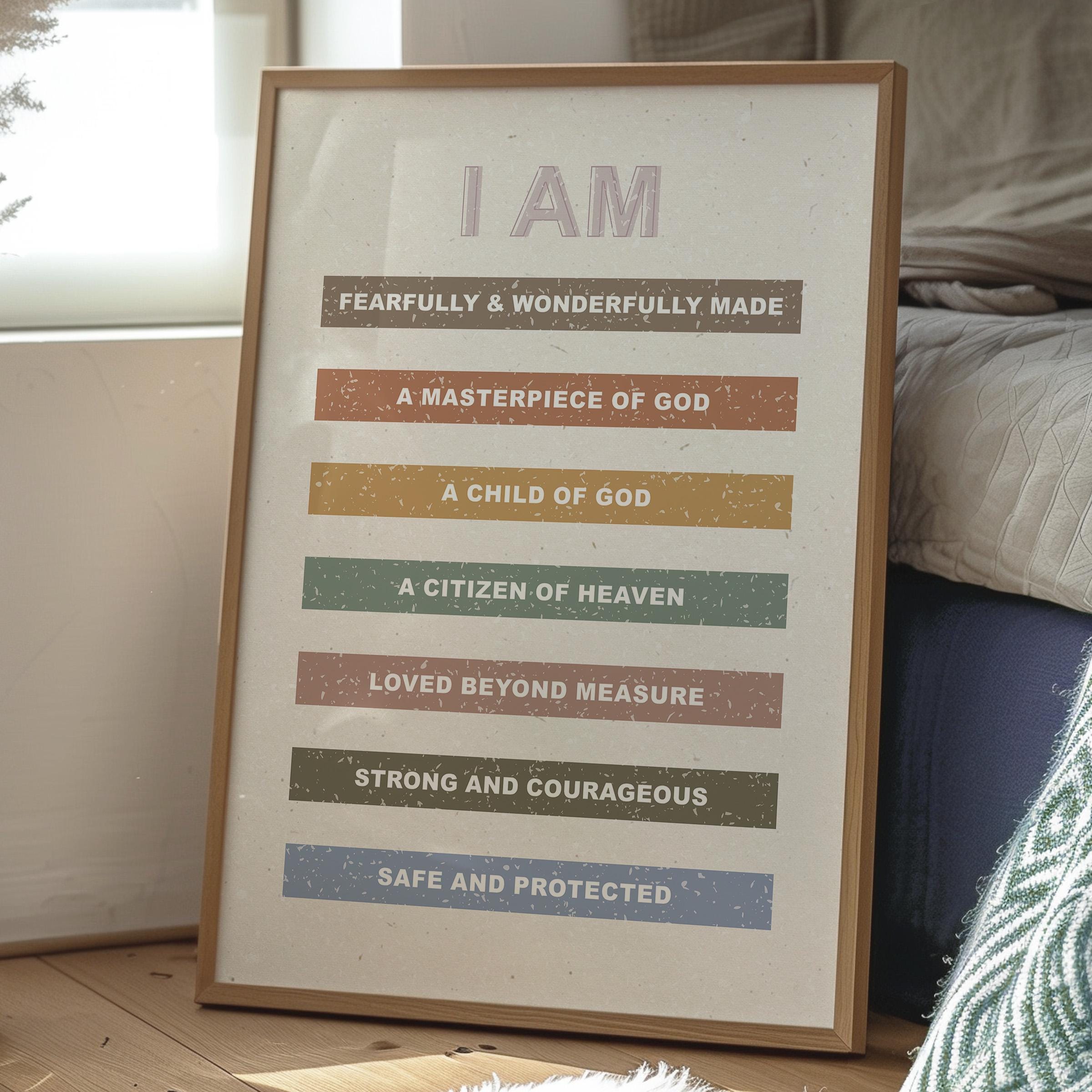 Identity in Christ Kids Affirmation Bible Verse Printable Wall Art, Set ...
