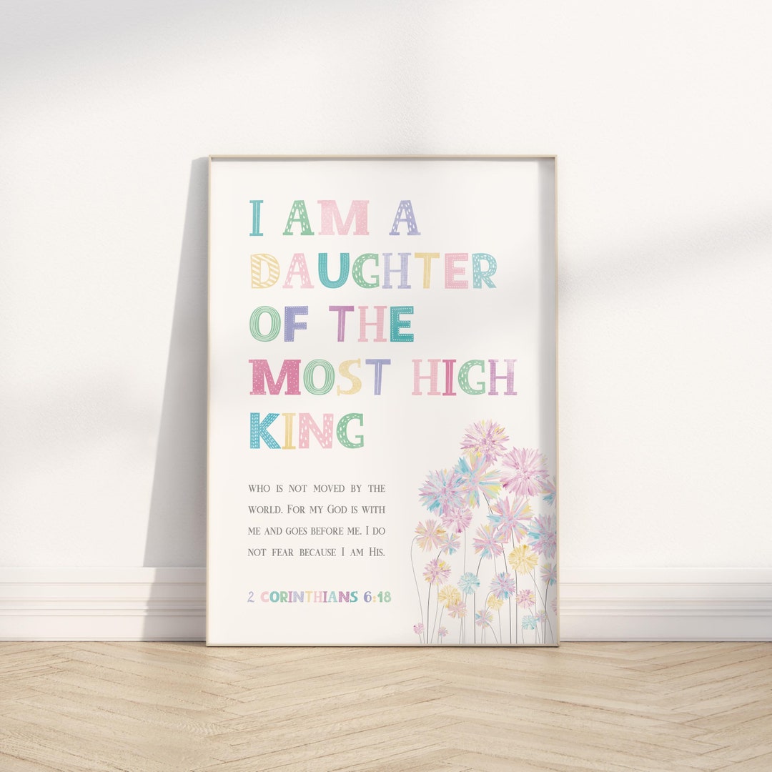 I Am a Daughter of the King Bible Verse Printable Wall Art, 2 ...