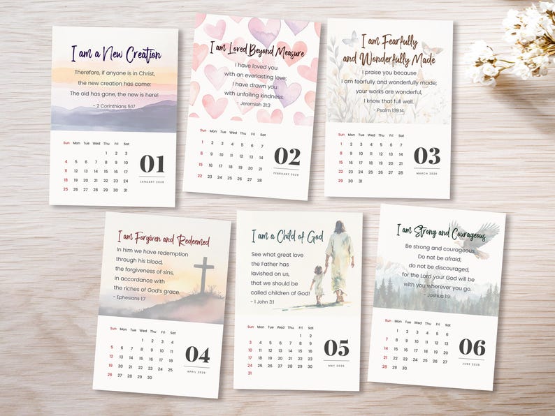 2026 Christian Desk Calendar Printable: Identity in Christ Affirmation ...