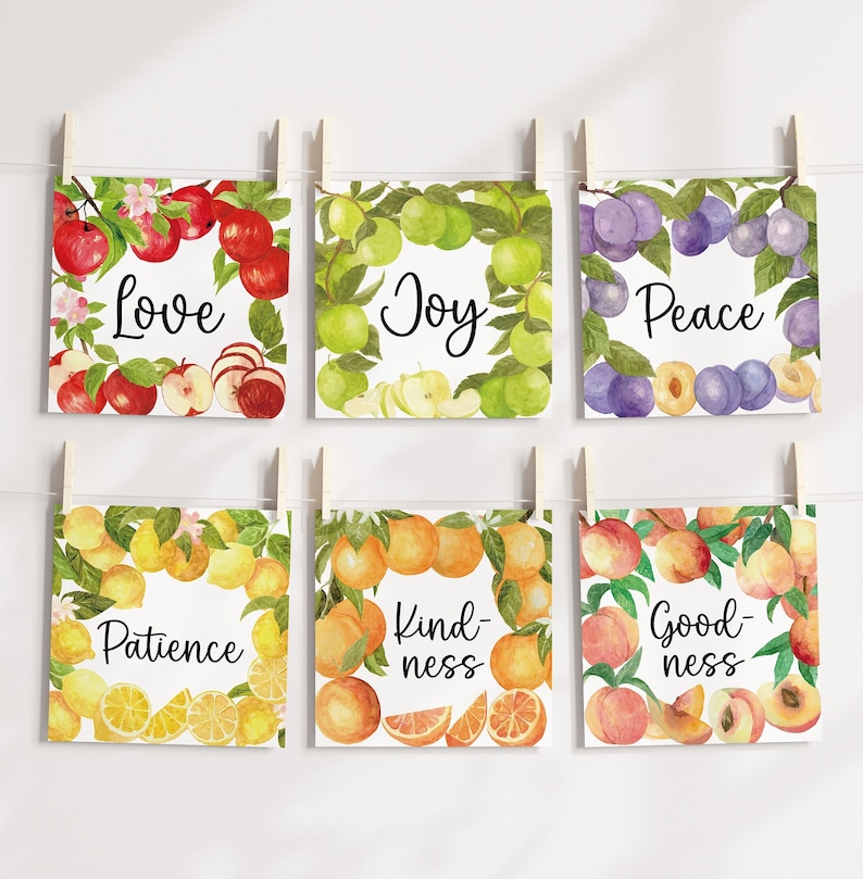 Fruit of the Spirit Bible Verse Cards Printable Set of 10, Galatians 5: ...
