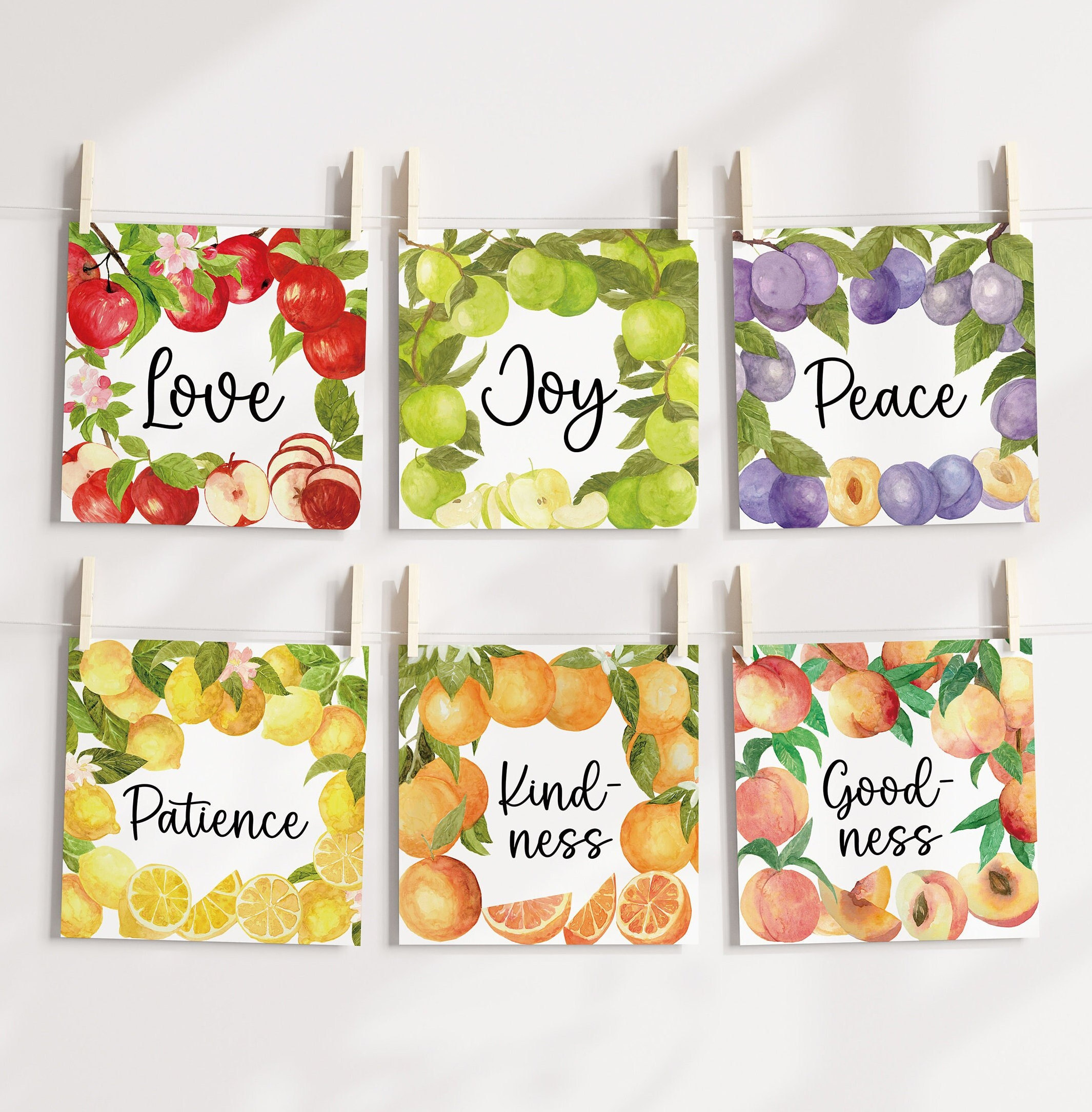 Fruit of the Spirit Bible Verse Cards Printable Set of 10, Galatians 5: ...