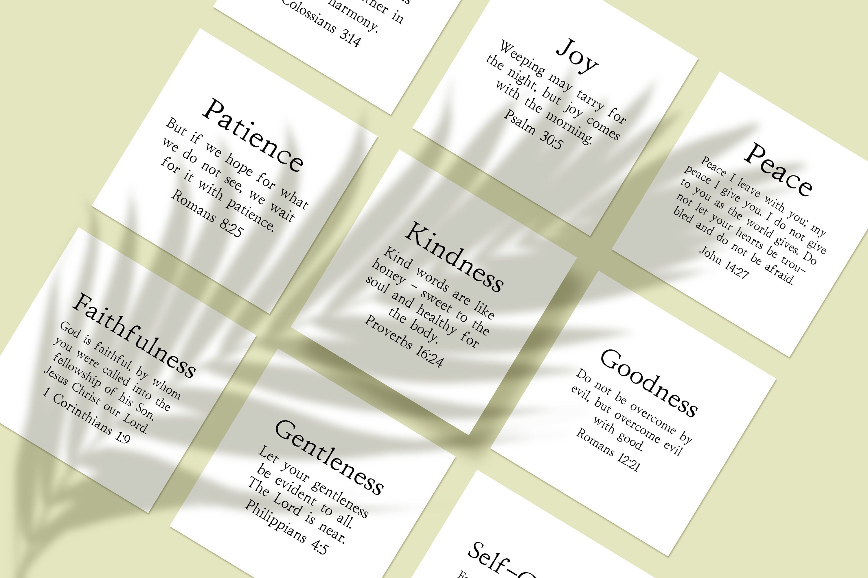 Fruit of the Spirit Bible Verse Cards Printable Set of 10, Galatians 5: ...