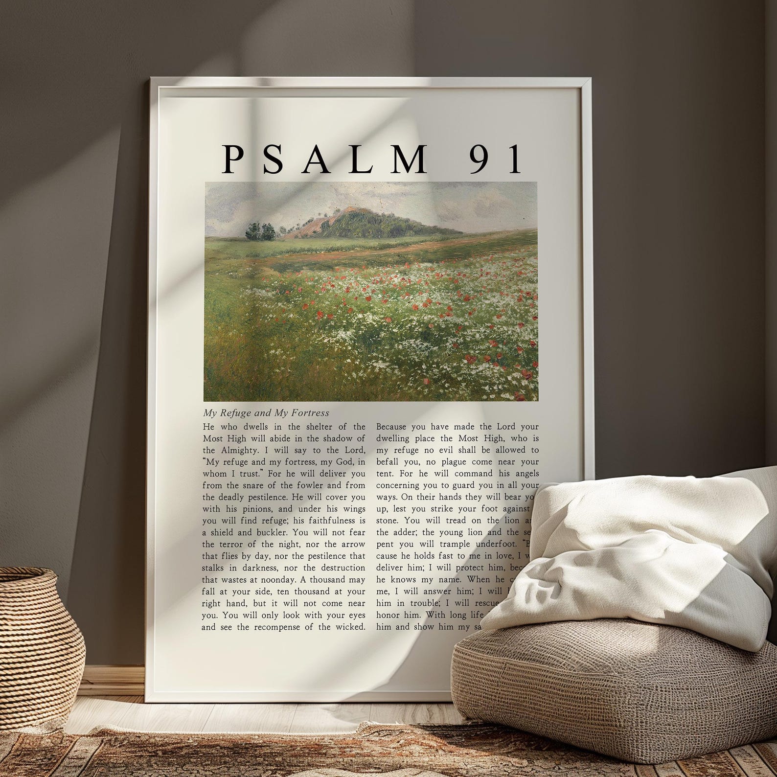 Psalm 91 My Refuge and My Fortress Bible Verse Printable Wall Art ...