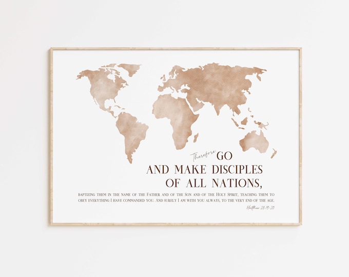 Go and Make Disciples of All Nations Printable Wall Art Matthew 28:19 Print Bible Verse Print Go ...