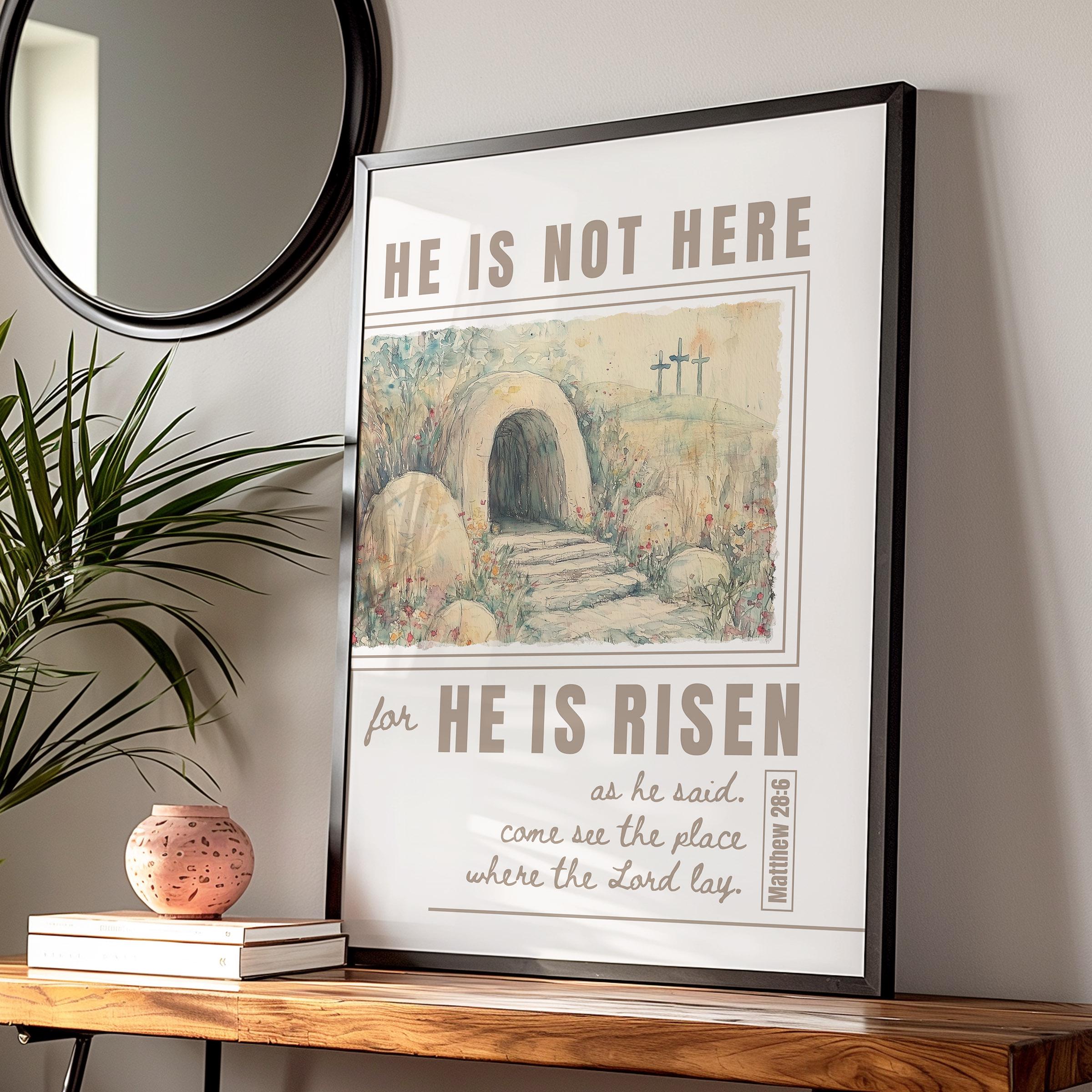 Jesus Empty Tomb Bible Verse Wall Art Printable, Christian Religious He ...
